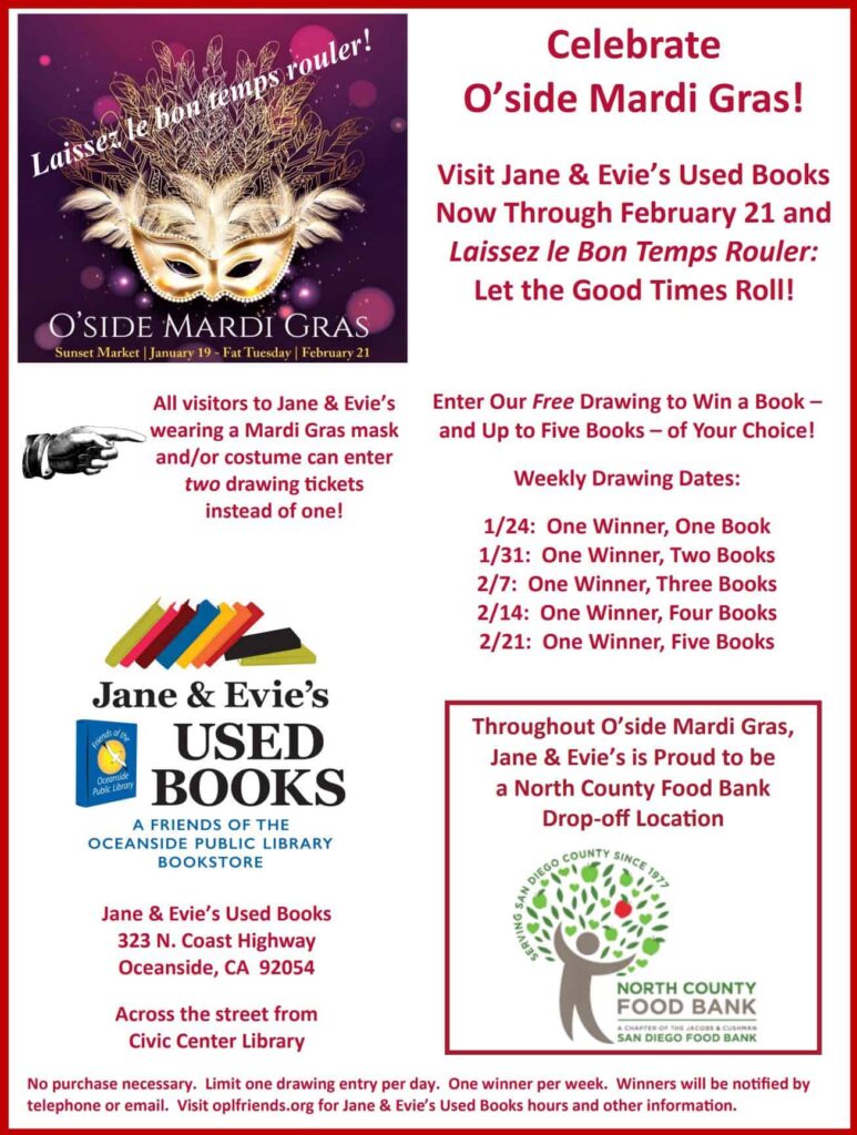 Jane and Evie’s Mardi Gras Book Event - January 24, 2023 | Oceanside, CA